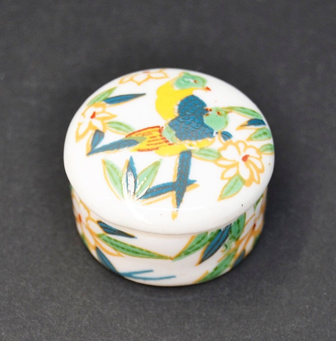 Porcelain Pillbox, Small Box, Round Box, Mini Jewelry Box, Ring Box ...
