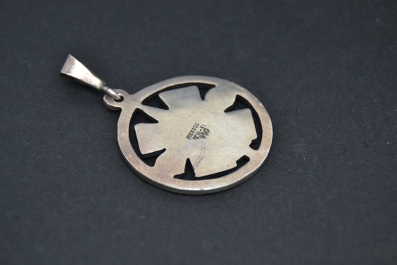 950 Silver Aztec Calendar Pendant: Tonatiuh Sun Stone… - Gem