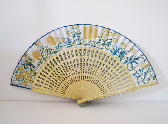 vintage fan, wooden fan, vintage fan, women's fan, Sp… - Gem