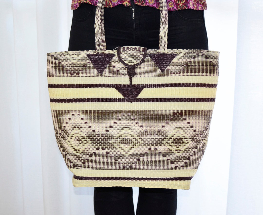 Plastic Braided Basket Bag, Large Handbag, Handmade Bag, Plastic Bag ...