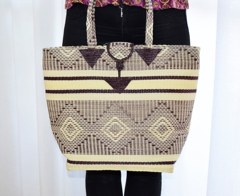 Plastic Braided Basket Bag Large Handbag Handmade Bag | Etsy