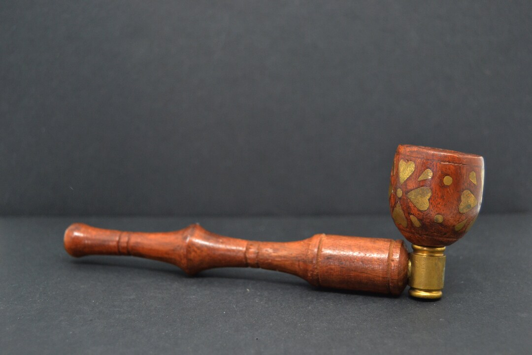 Wooden and Brass Pipe,vintage Handmade Collectible Smoking Pipe,vintage ...