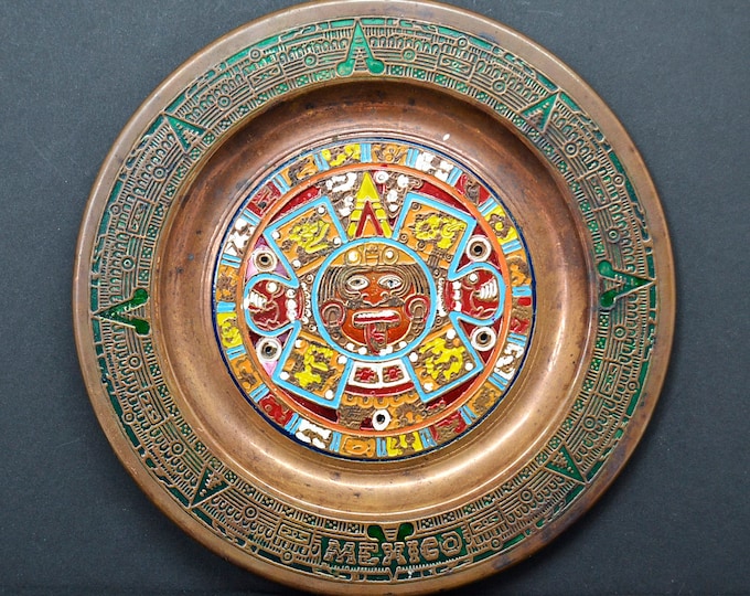 Aztec Sun, Stone Calendar, Collectible Brass Plate, Wall Plaque, Native ...