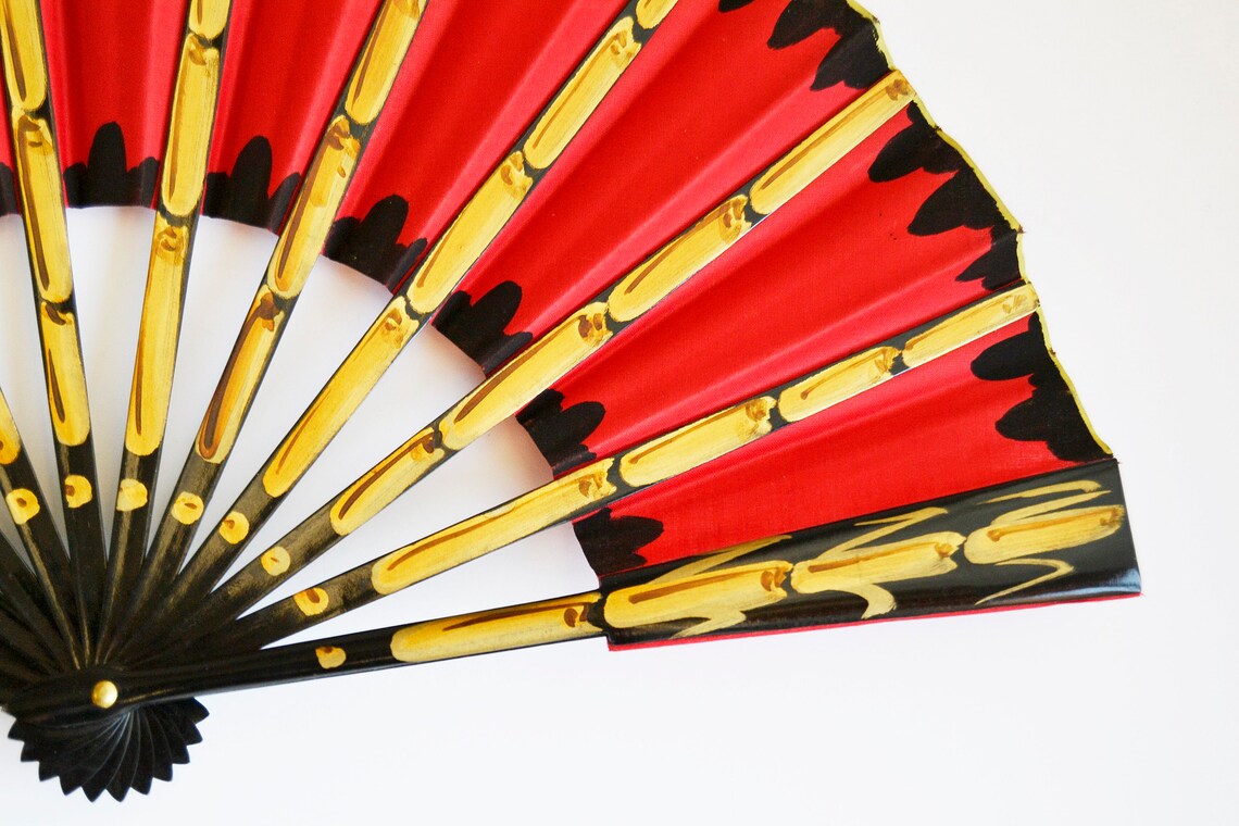 Spanish Fan Hand Drawing Red Fan Flamenco Fan Hand Fan | Etsy