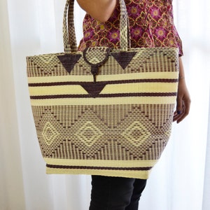 Plastic Braided Basket Bag, Large Handbag, Handmade Bag, Plastic Bag ...