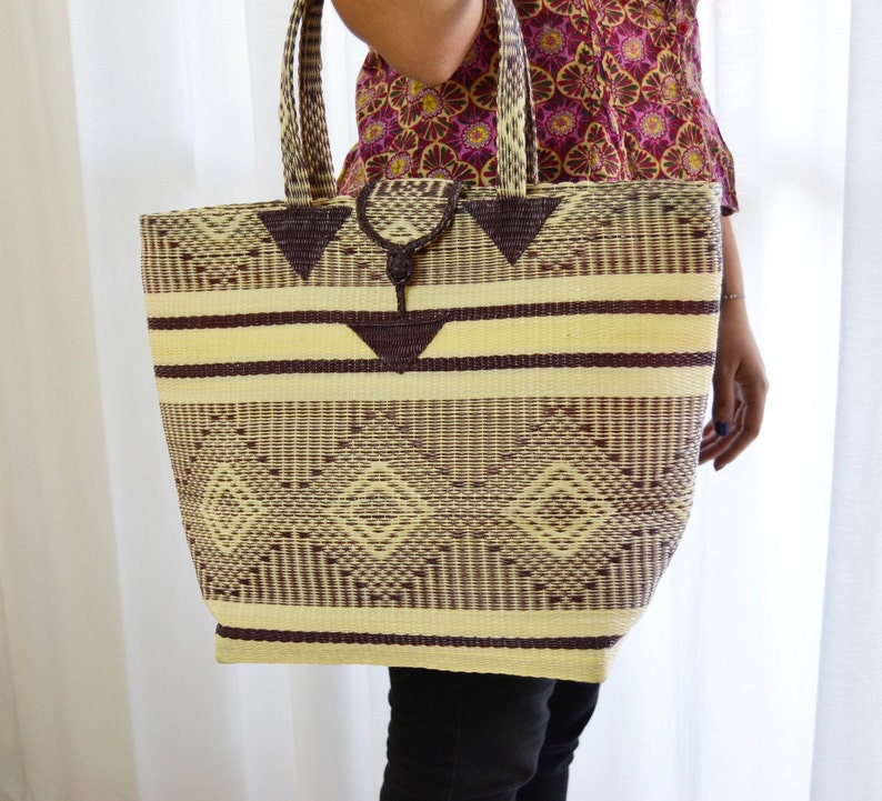 Plastic Braided Basket Bag Large Handbag Handmade Bag | Etsy