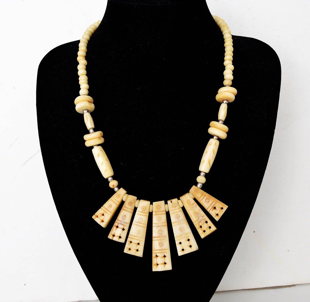 Tribal Bone Necklace Tribal Boho Vintage Necklace Bone Necklace - Etsy
