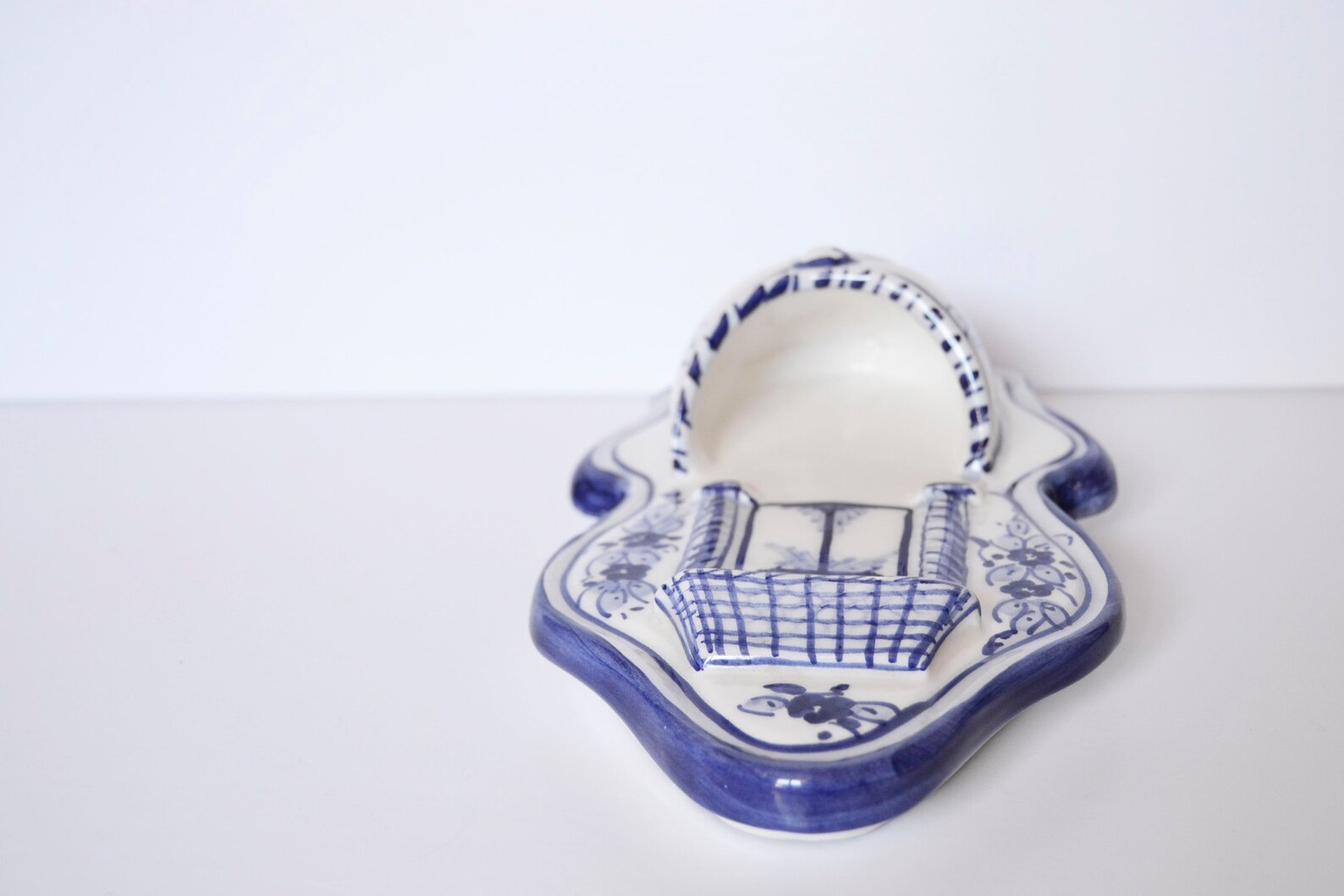 Vintage White and Blue Porcelain Holy Water Fountain, Ceramic Holy ...