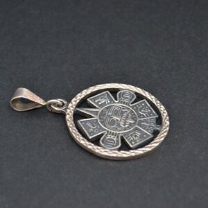 950 Silver Aztec God Pendant, Mayan Calendar, Sterling Silver Aztec ...