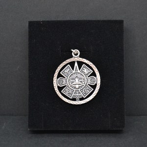 950 Silver Aztec God Pendant, Mayan Calendar, Sterling Silver Aztec ...
