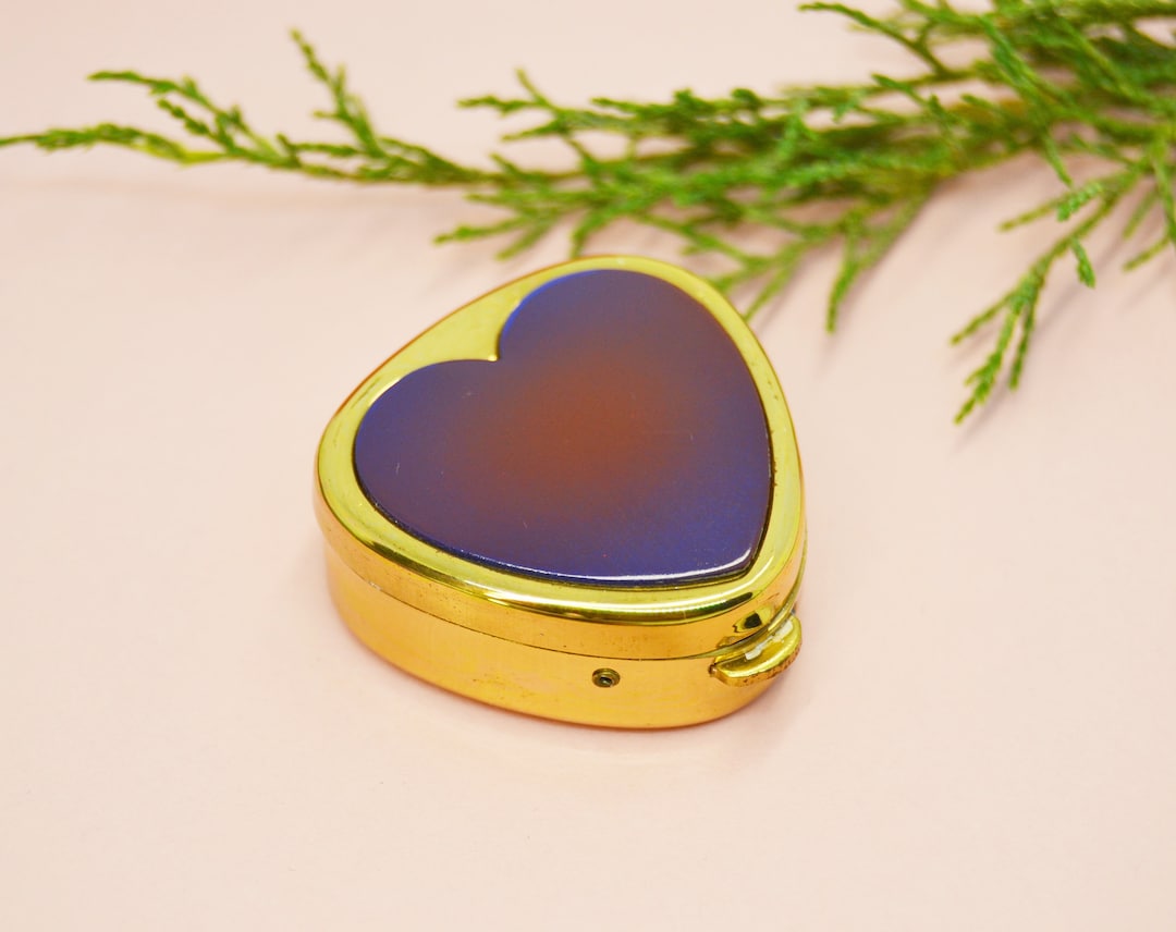 Pill Box,boxes,heart Pill Box,enamel Pill Box,vintage Pill Box,silver ...