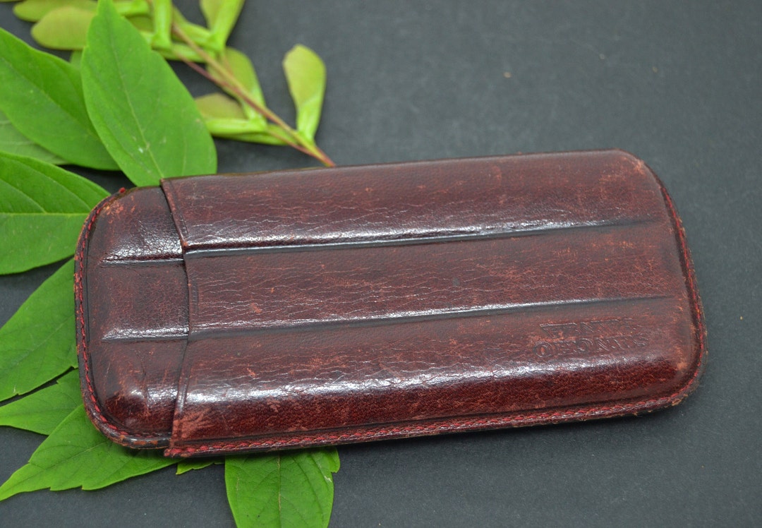 Leather Cigar Case, Vintage Leather Cigar Case, Leather Cigar Case ...