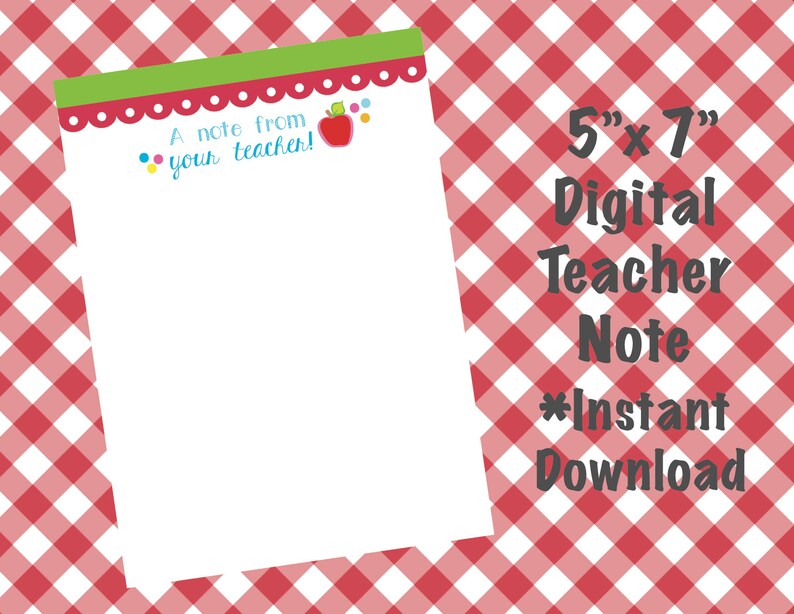 Teacher Note - Etsy