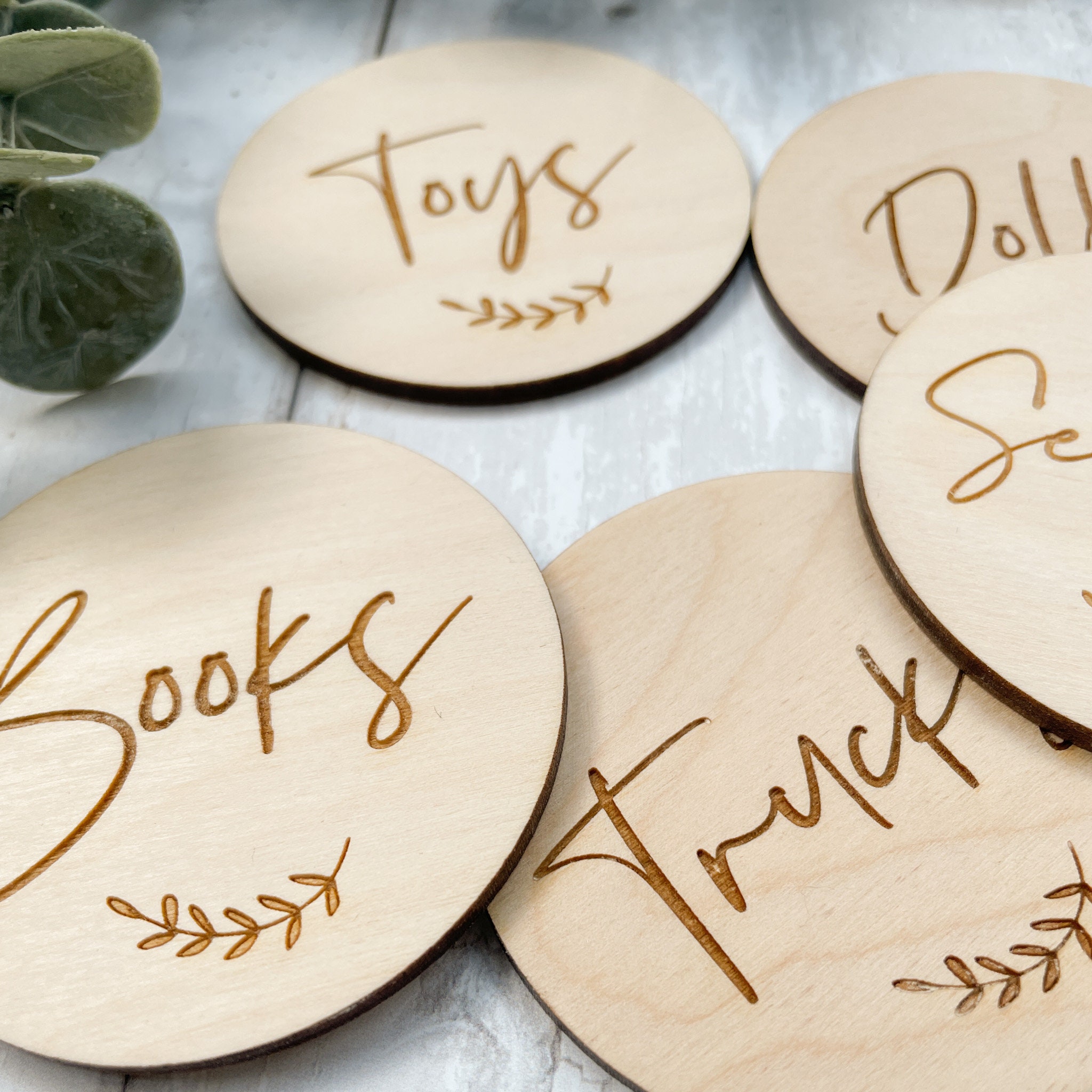 Custom Wooden Storage Discs Nursery Decor Playroom Labels - Etsy UK