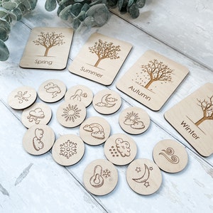 Seasons Flashcards & Weather Tokens Wooden Cards - Etsy