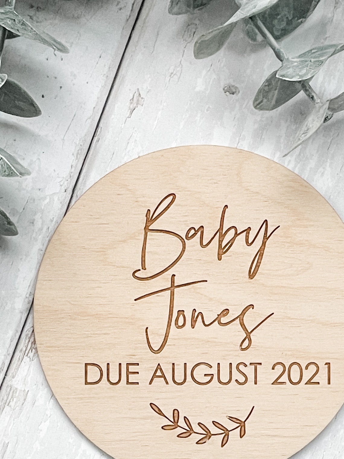 Baby Due month Wooden Disc Wooden Baby Announcement Baby - Etsy UK
