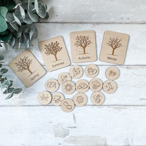 Seasons Flashcards & Weather Tokens Wooden Cards - Etsy