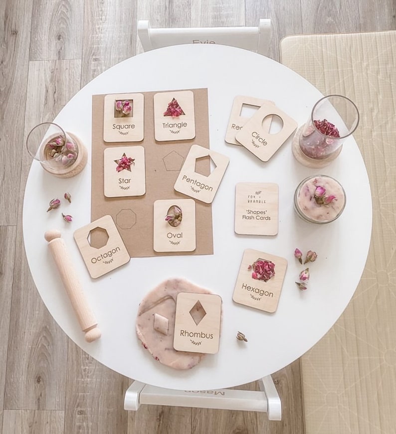 Shapes Flashcards Wooden Cards Pre-school Learning - Etsy