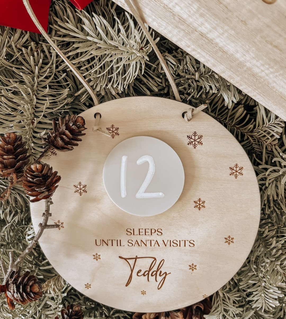 Personalised Wooden 'sleeps Until Santa' Hanging | Christmas Decor ...