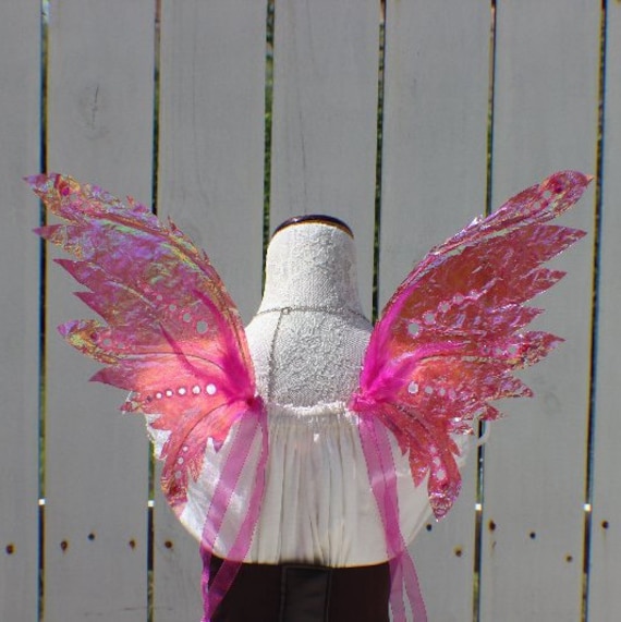 Small Medium Hot Pink Iridescent Fairy Inspired Wings with | Etsy