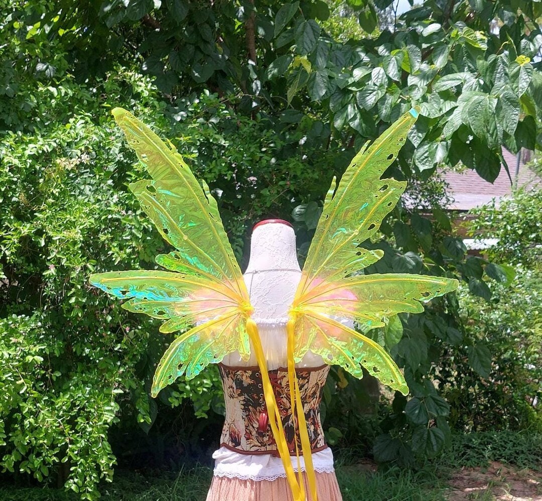 Yellow Iridescent Tattered 6 Wing Woodland Fairy Inspired Wings - Etsy