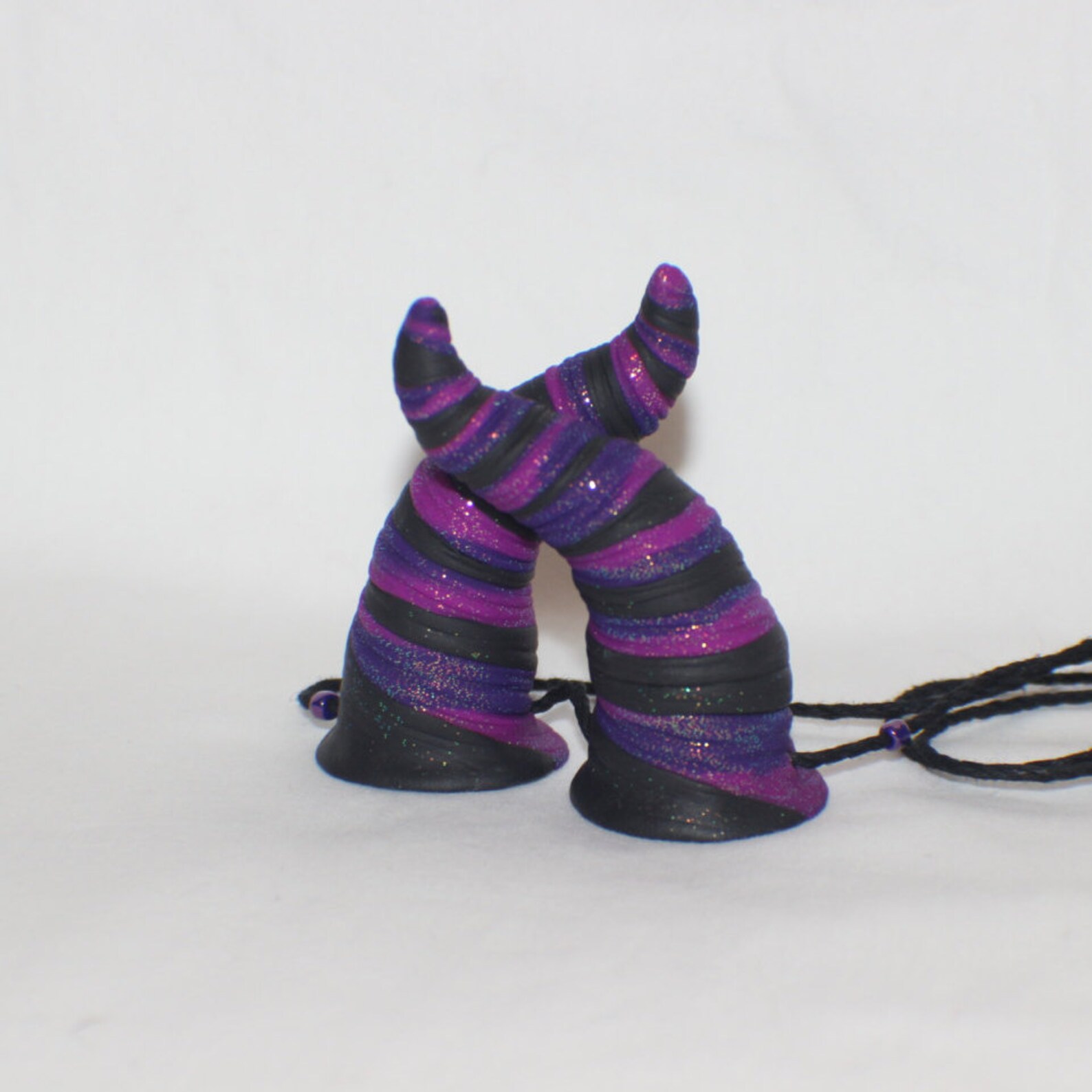 Small Black and Purple Twisted Horns | Etsy