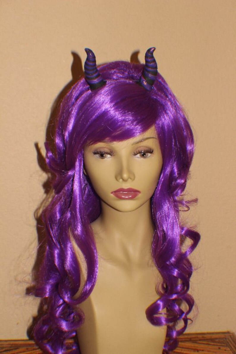 Small Black and Purple Twisted Horns - Etsy