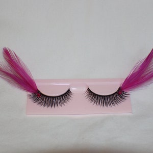 Hot Pink and Black Feather Lashes With Pink Jewels - Etsy