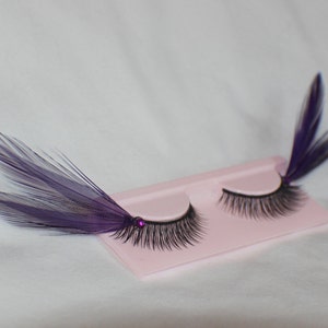 Purple and Black Feather Lashes With Purple Jewels - Etsy