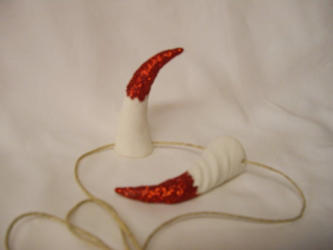 Small Devil Inspired Horns in White With Red Glitter Tips - Etsy