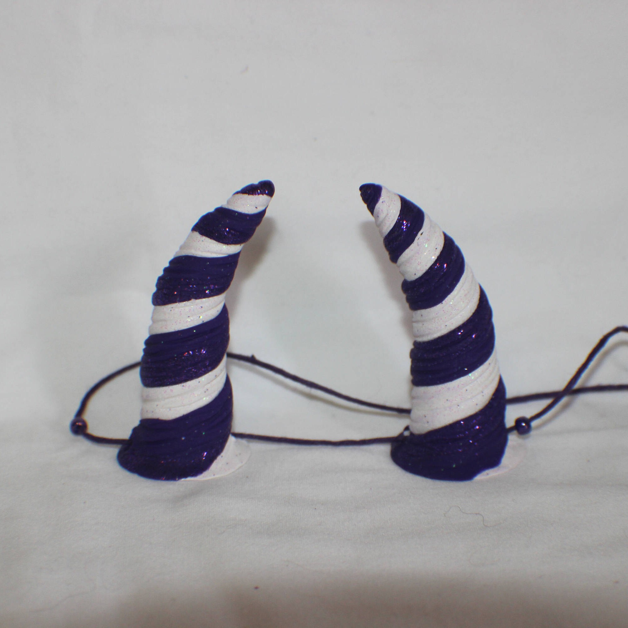 Purple and white twisted devil inspired horns with purple | Etsy