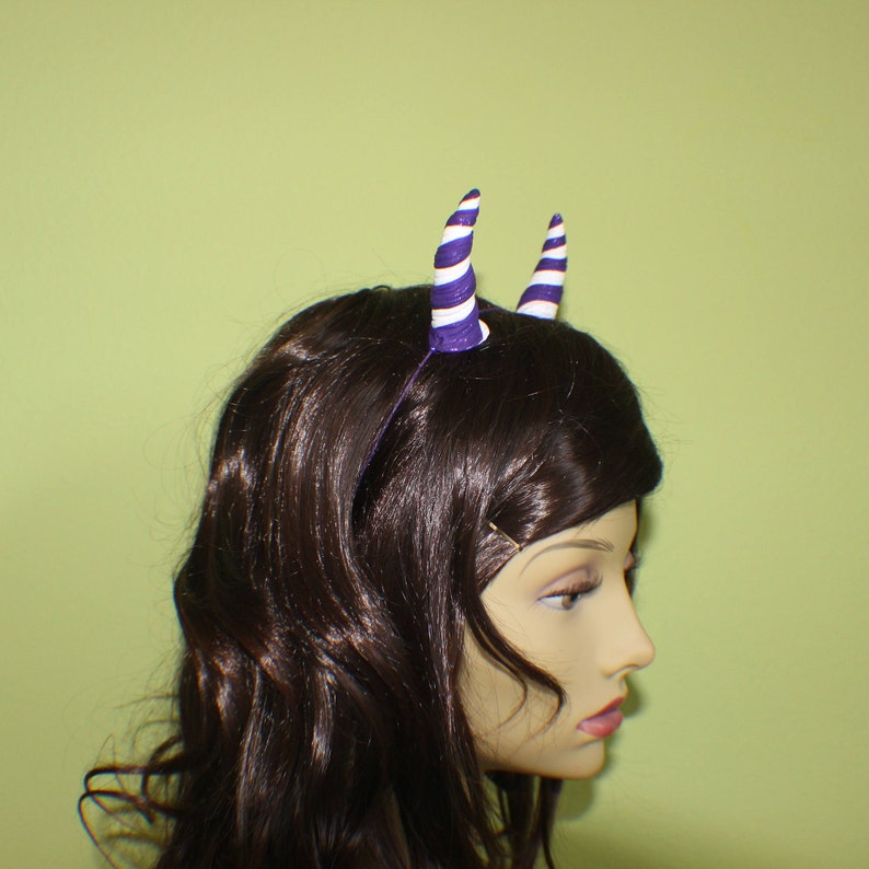 Purple and White Twisted Devil Inspired Horns With Purple - Etsy