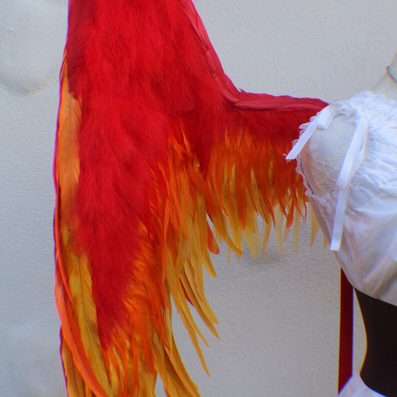 Custom Phoenix Red Orange and Yellow Resting Feather Wings - Etsy