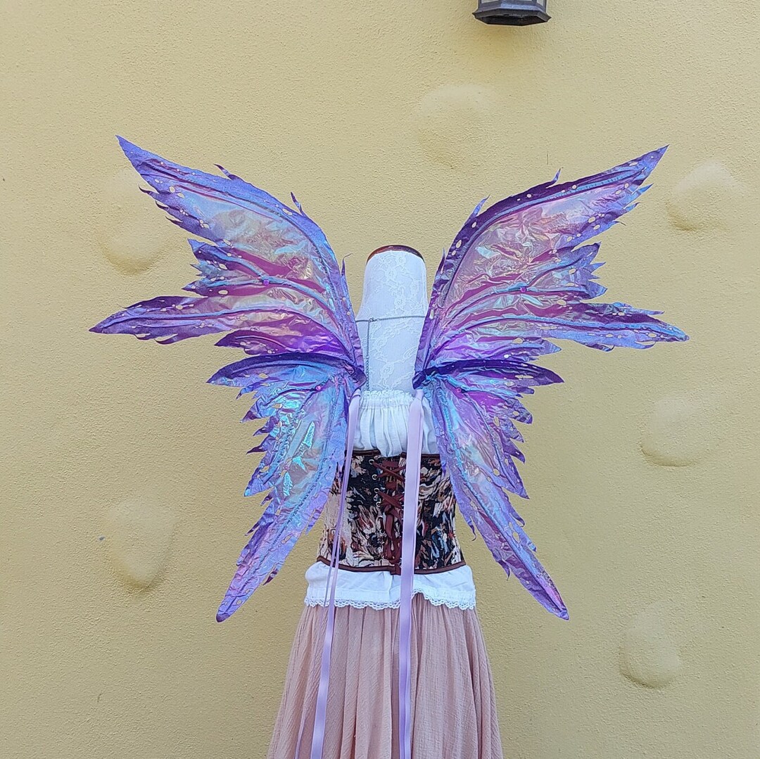 Purple Iridescent 4 Wing Tattered Faerie Wings With Purple Glitter - Etsy