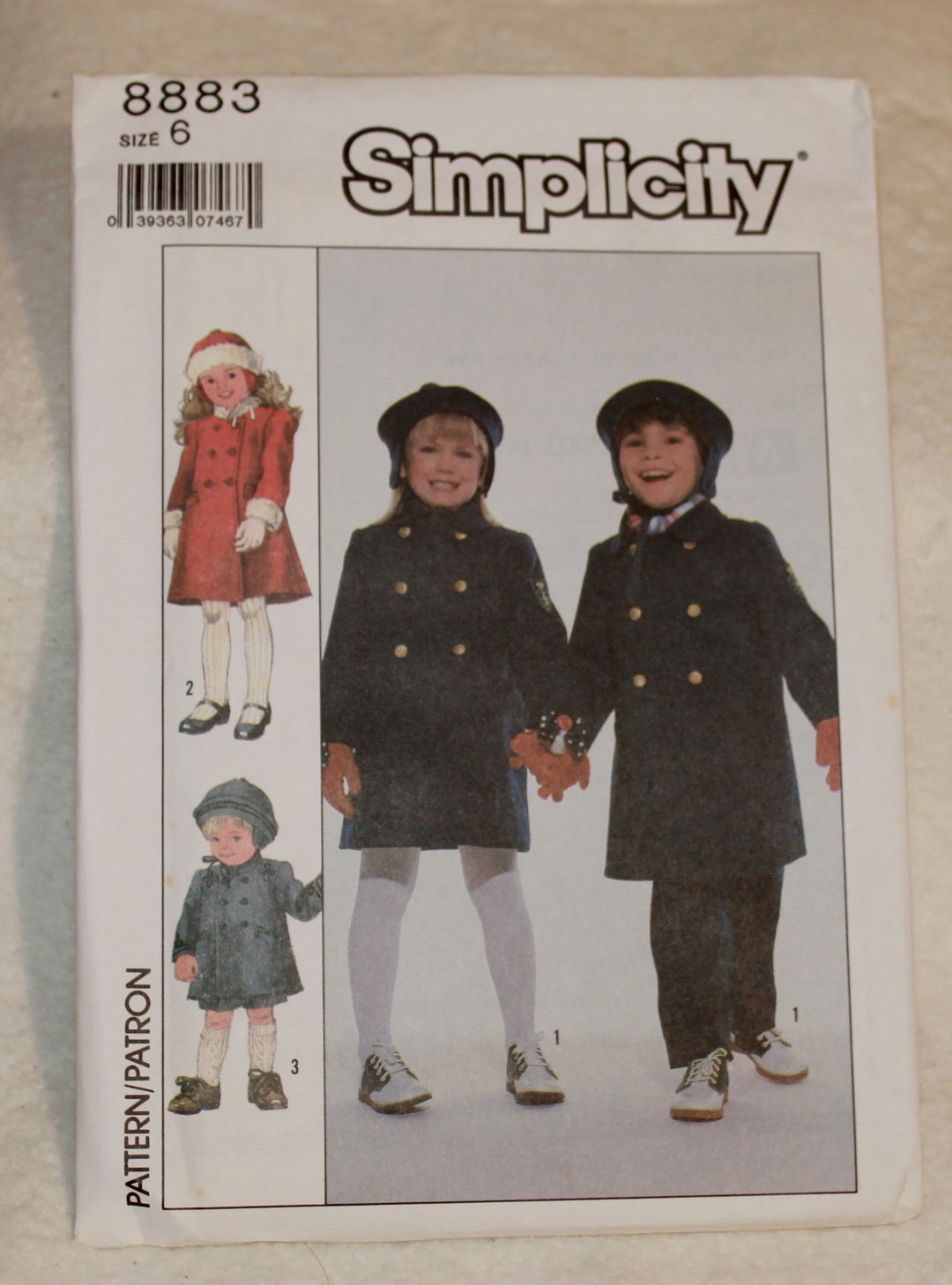 Vintage 1988 Simplicity Child Pea Coat and Winter Hat Sewing Pattern ...