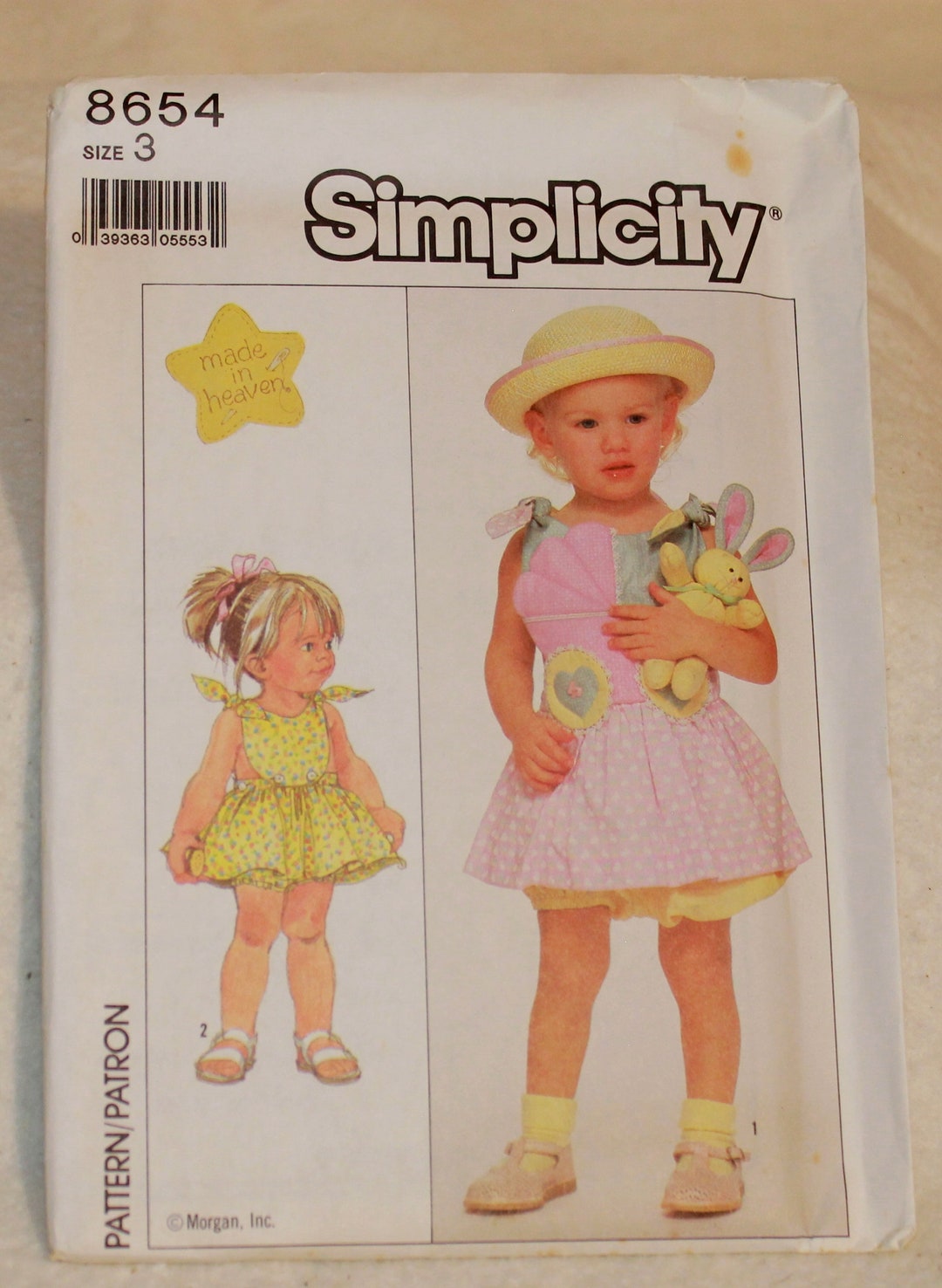Vintage 1988 Simplicity 8654 Child Girls Toddler Made in Heaven Summer ...