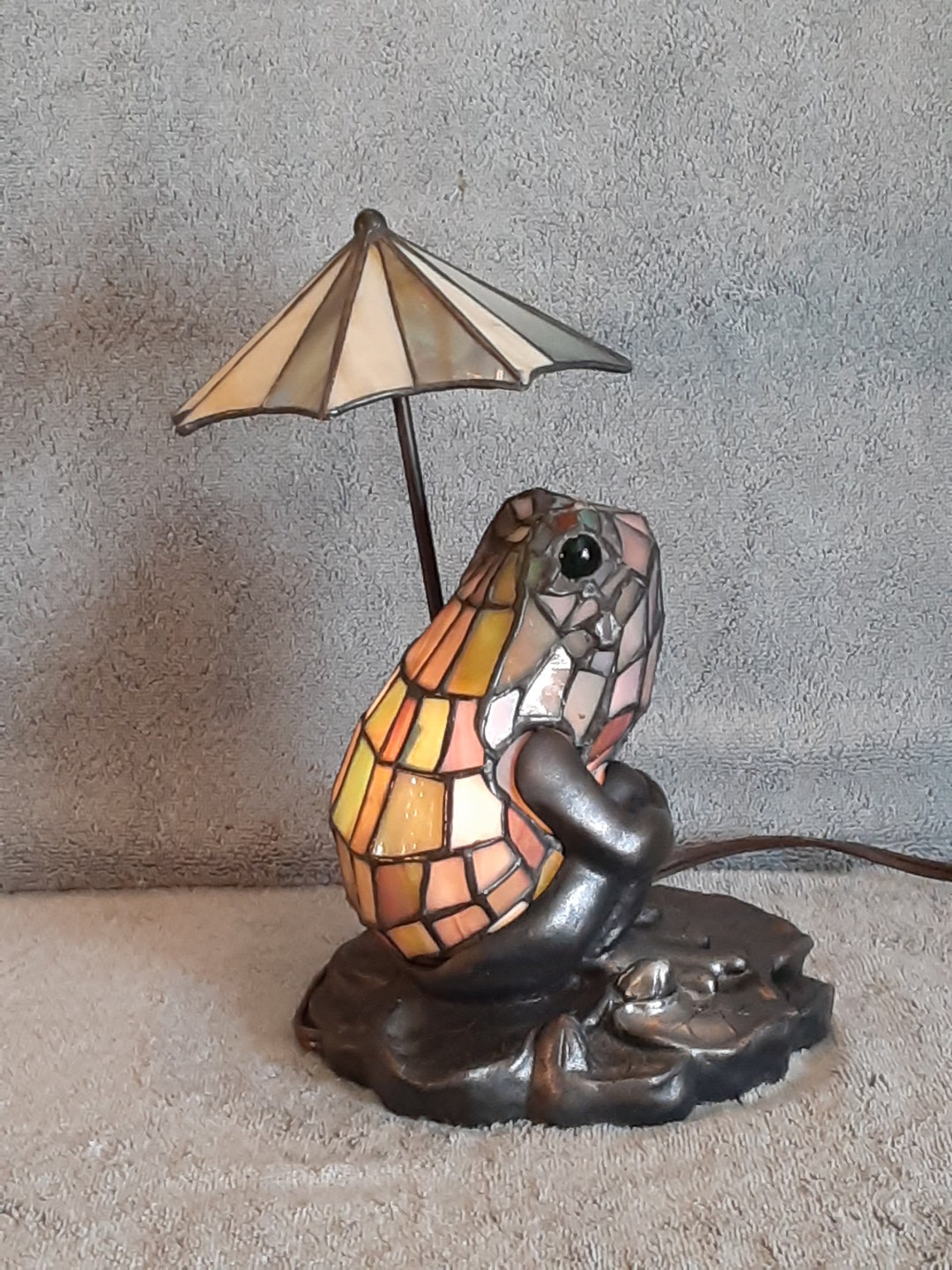 Stained Glass Lamp Frog and Umbrella Theme Accent Lamp Toad Themed Lamp ...