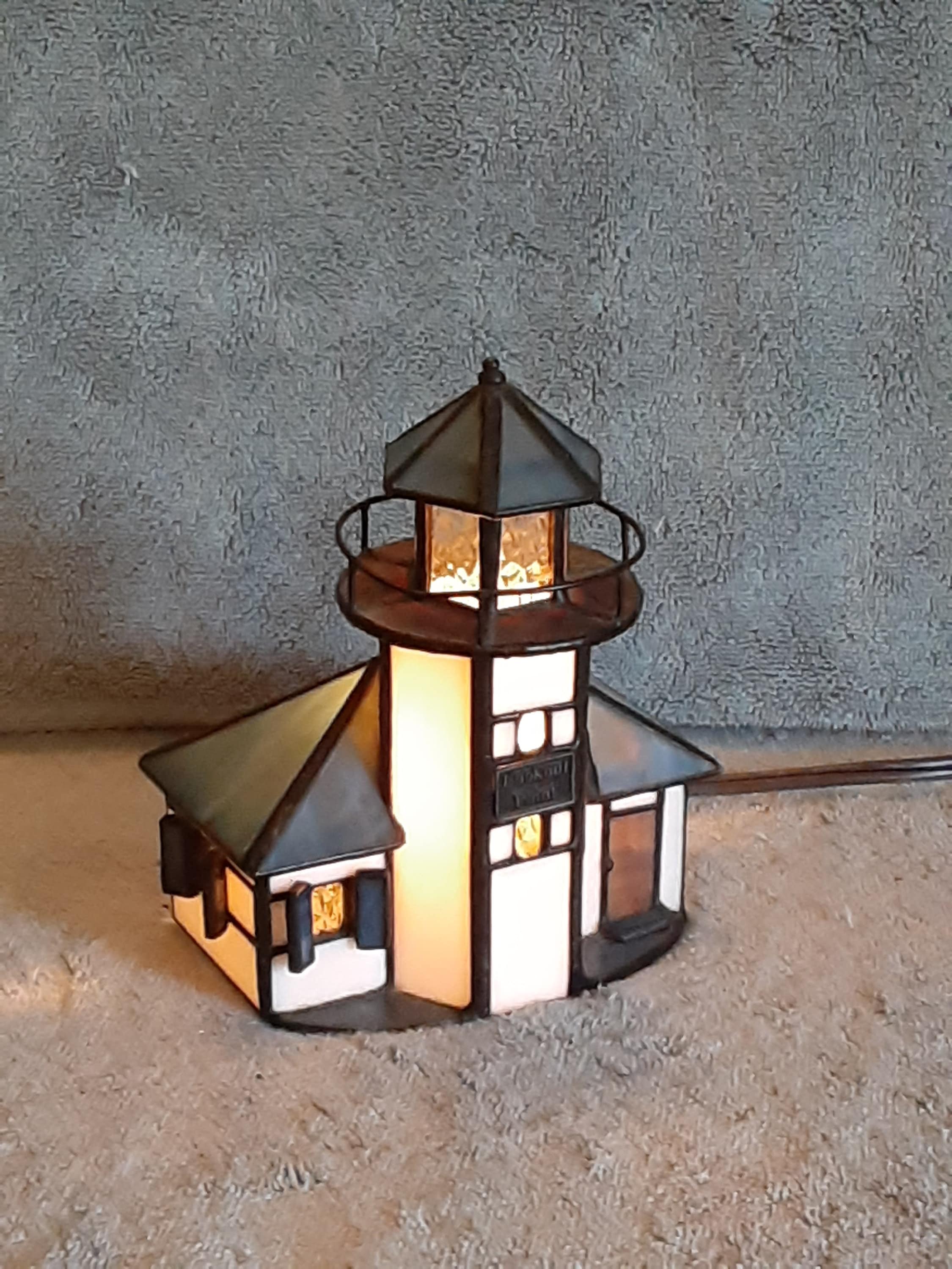 Stained Glass Lighthouse Lamp