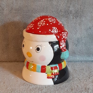 Cookie Jar - Penguin Cookie Jar - Treat Jar - Christmas Theme - Etsy
