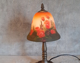 Accent Lamp - Reverse Painted - Floral Themed Lamp - Table Lamp - Etsy