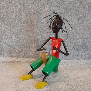 Bongo Drum Player Sculpture South African Metal Art Music Theme Folk ...
