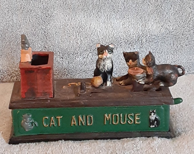 Mechanical Bank Cast Iron - "cat and Mouse" - Etsy