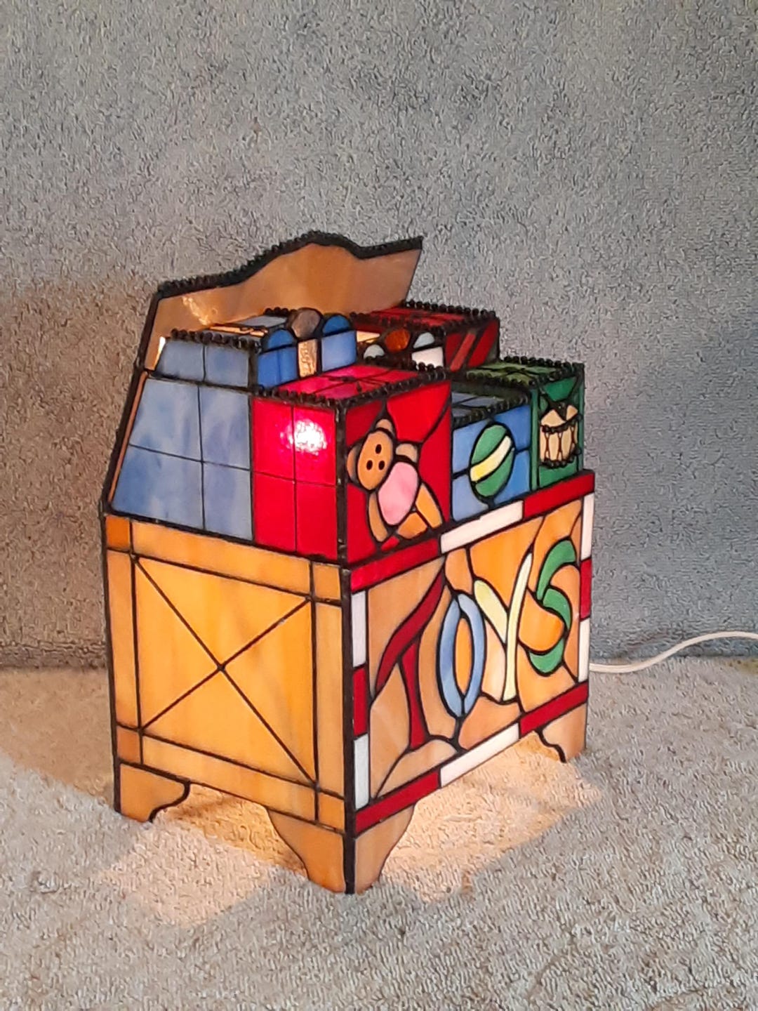 Stained Glass Lamp - Toy Chest Theme - Holiday Theme - Nightlight ...
