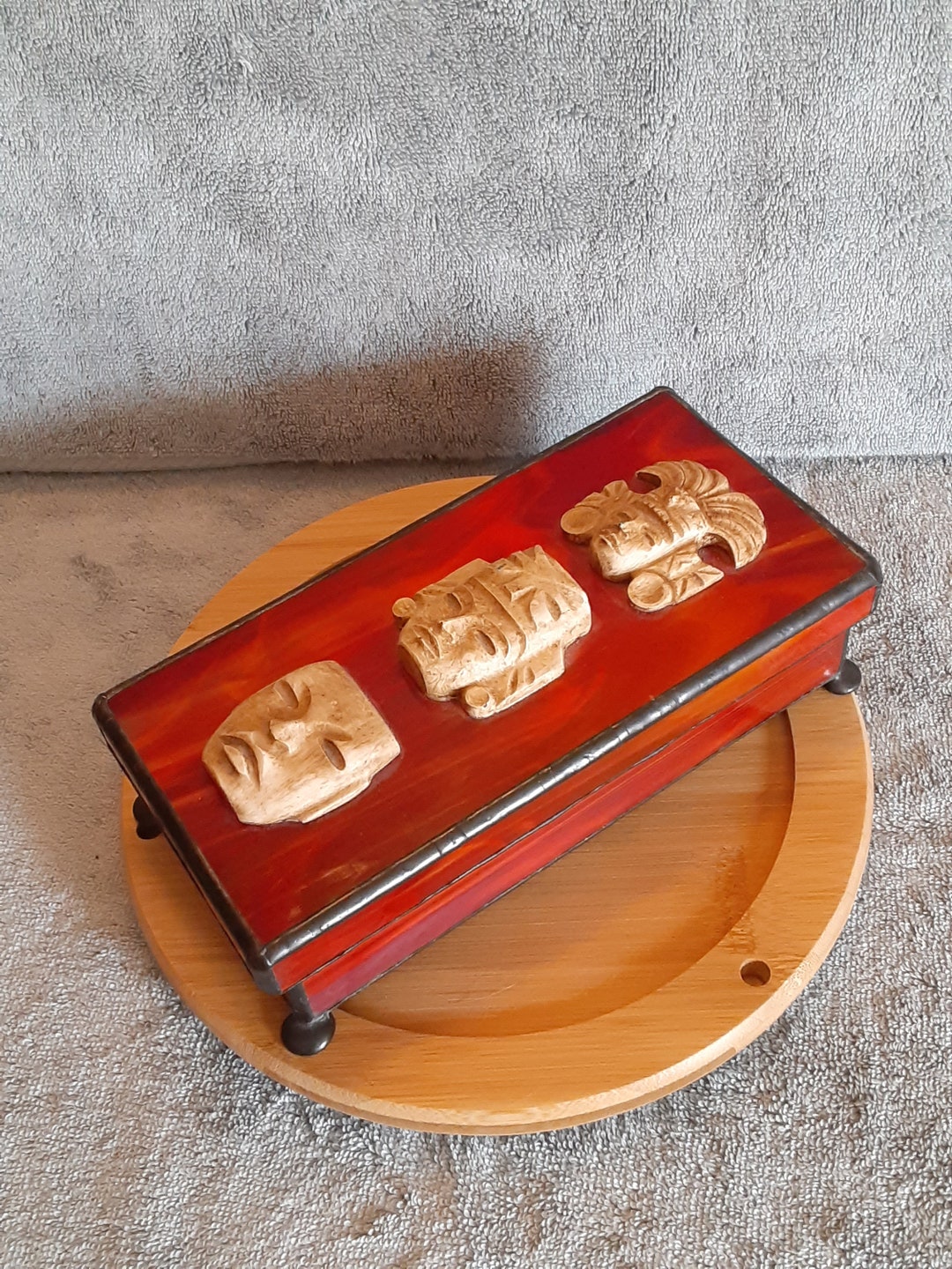 Keepsake Box Jewelry Box Curio Box Medallions for Luck, Prosperity and ...