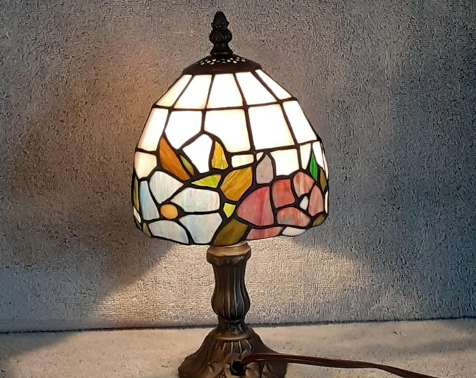 Stained Glass Lamp - Floral and Geometric Motif - Accent Lamp - Table ...