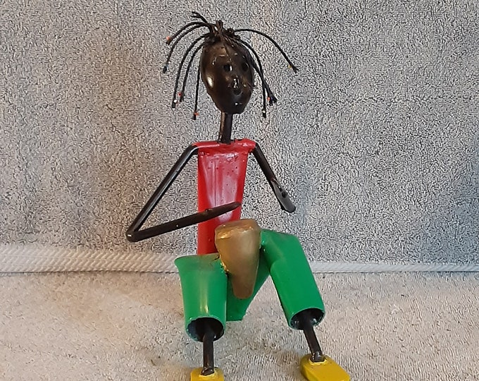 Bongo Drum Player Sculpture - South African Metal Art - Music Theme ...