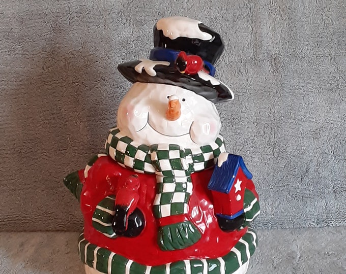 Cookie Jar Christmas Theme Treat Jar Snowman Theme Snowman Cookie Jar ...