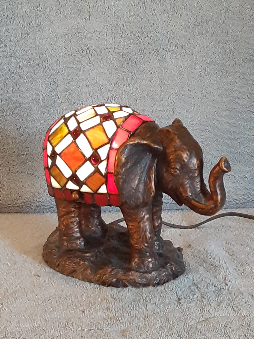 Stained Glass Lamp Elephant Lamp Accent Lamp Nightlight Quoizel Lamp ...