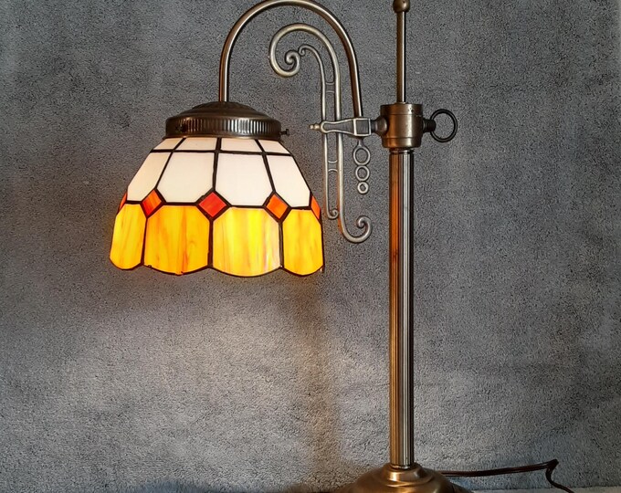 Large Gooseneck Lamp - Stained Glass Shade - Accent Lamp - Boudoir Lamp ...