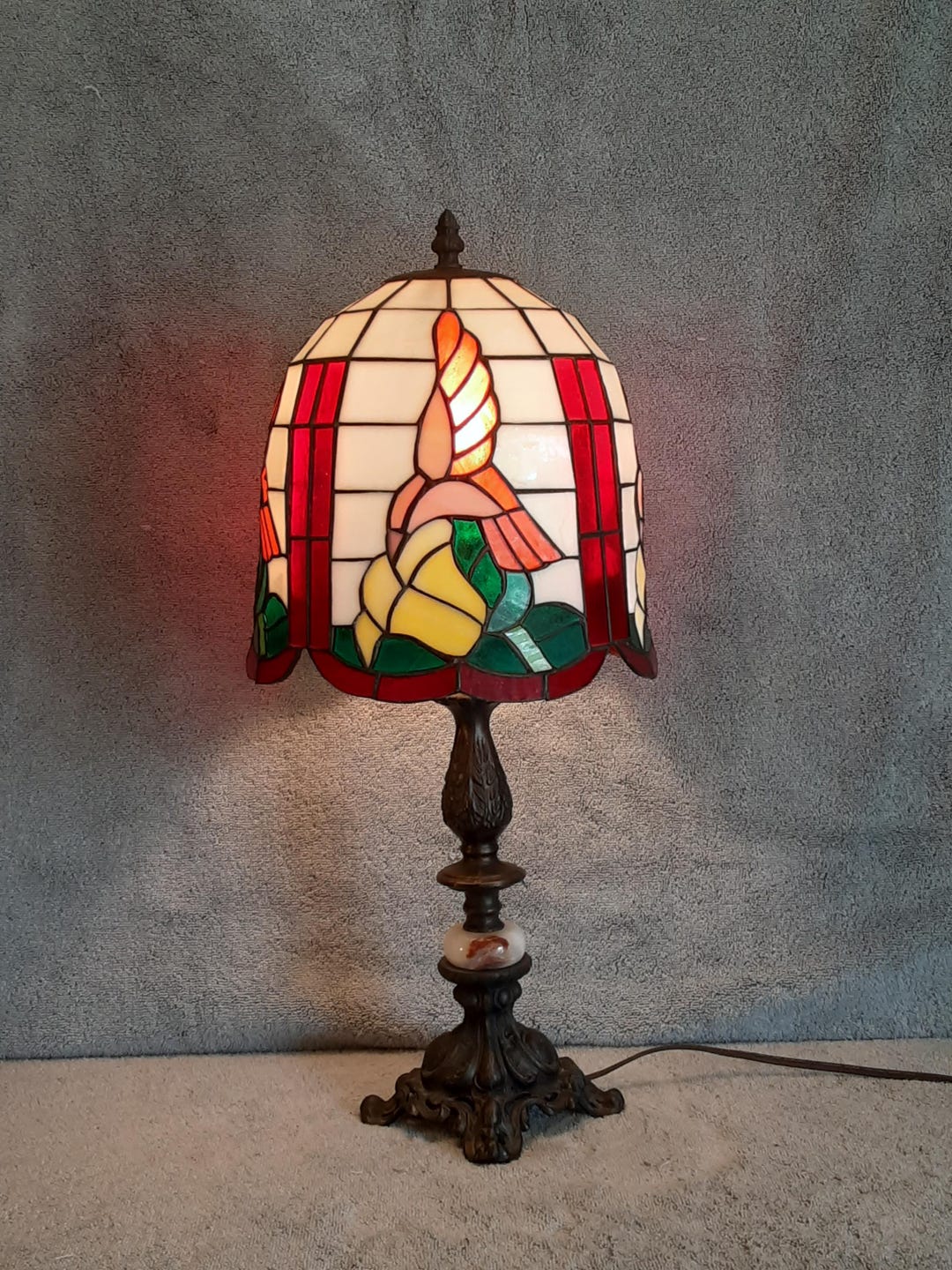 Stained Glass Lamp - Hummingbird Theme - Floral Theme - Accent Lamp ...